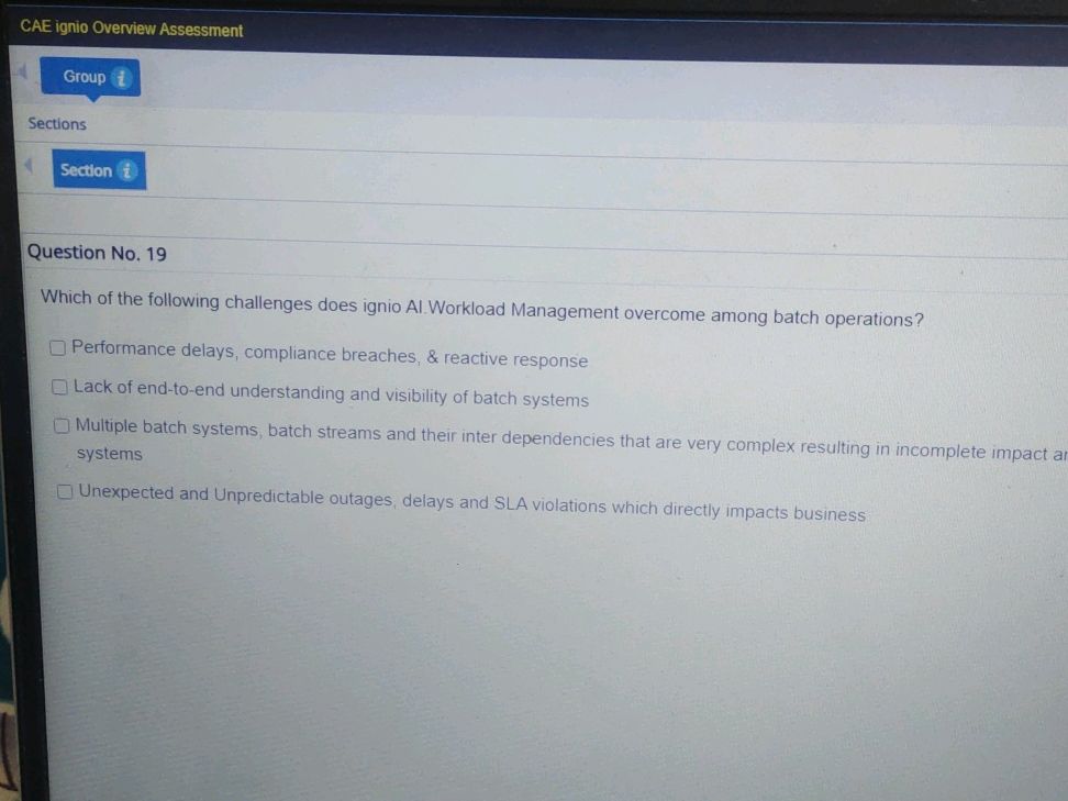 CAE ignio Overview Assessment Group 1 | StudyX