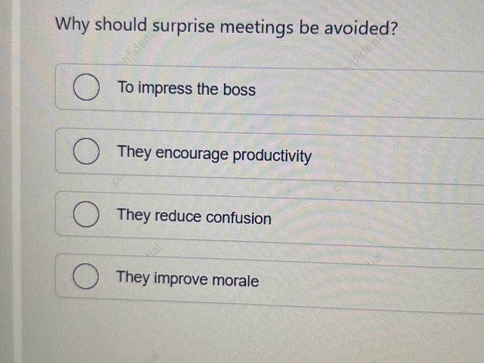 Why should surprise meetings be avoided? To