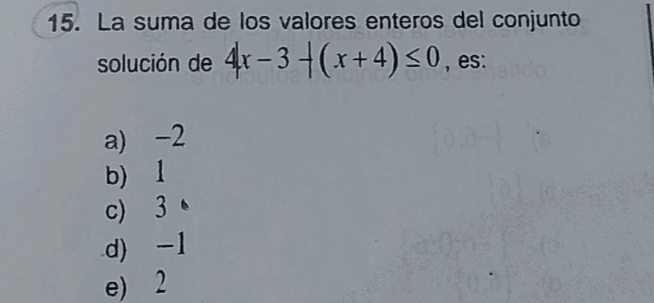 La suma de los valores enteros del conjunto