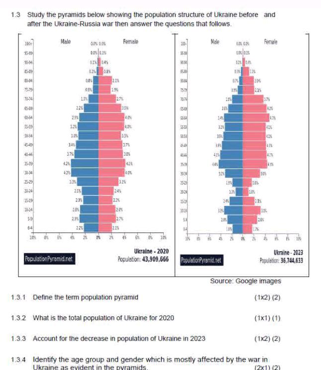 1.3 Study the pyramids below showing the | StudyX