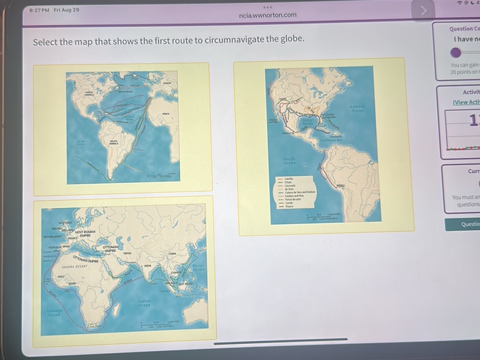 Select the map that shows the first route to