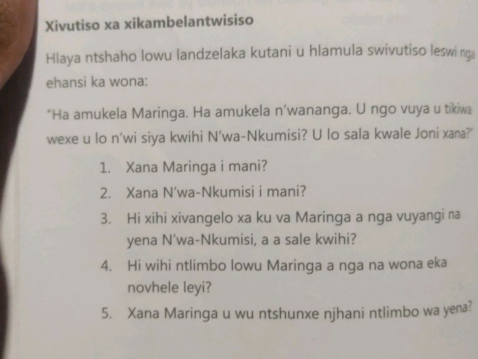 Xivutiso xa xikambelantwisiso Hlaya ntshaho | StudyX