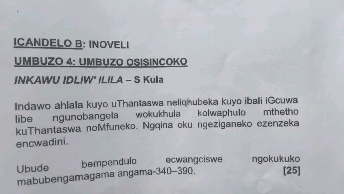 ICANDELO B: INOVELI UMBUZO 4: UMBUZO | StudyX
