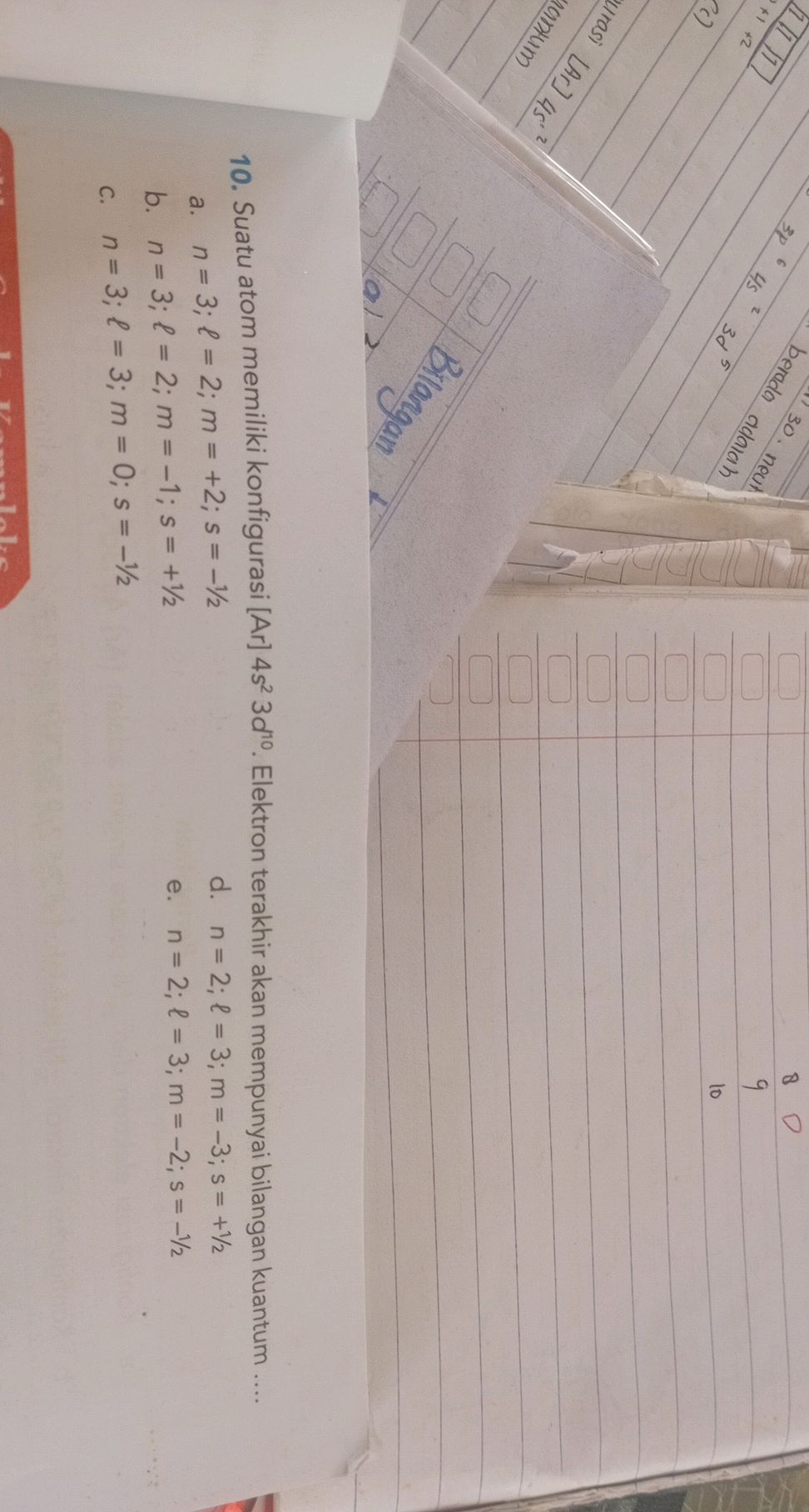 10. Suatu atom memiliki konfigurasi [Ar] 4s² | StudyX