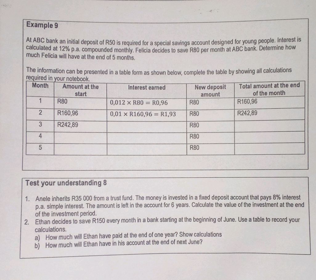 Example 9 At $A B C$ bank an initial deposit | StudyX