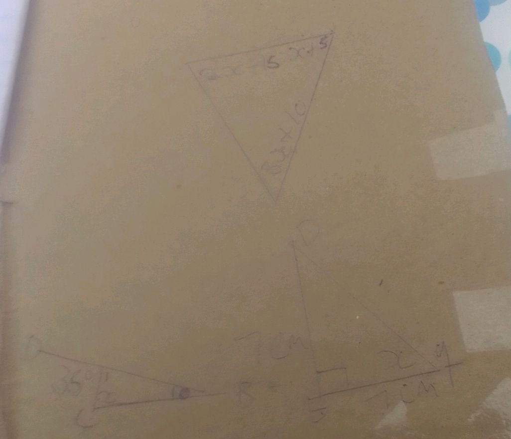 The first triangle has sides labeled $x-15$, | StudyX