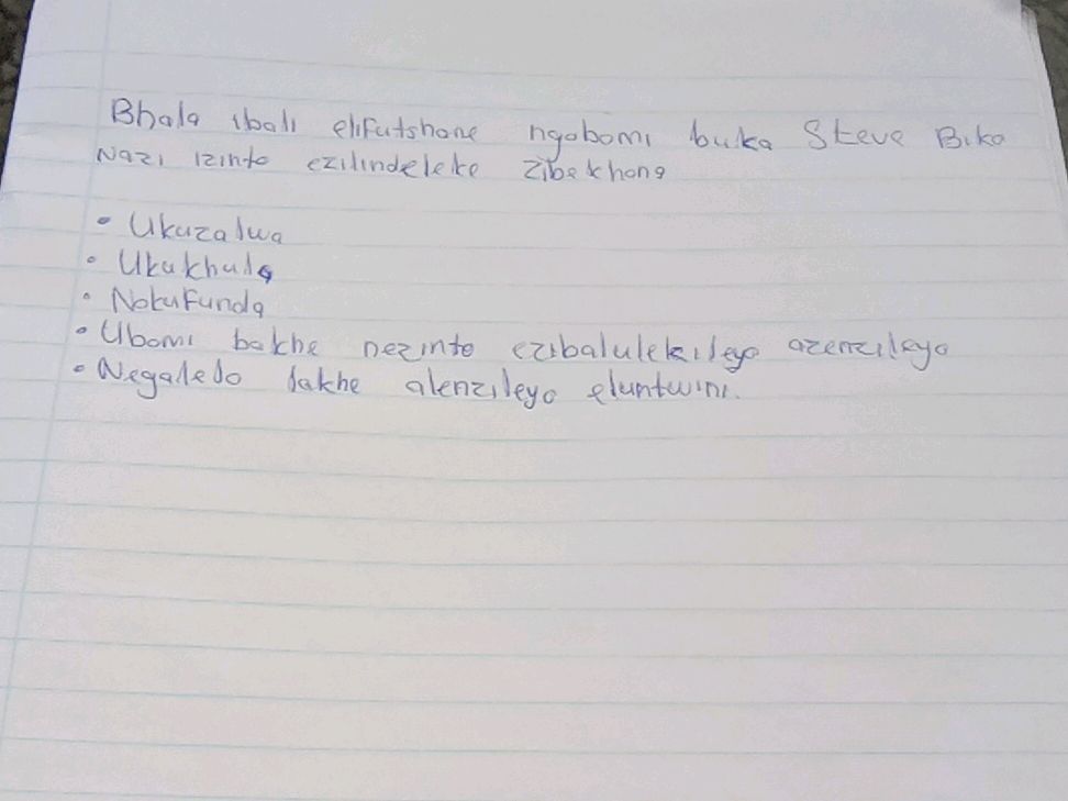 Bhala ibali elifutshane ngobomi buka Steve