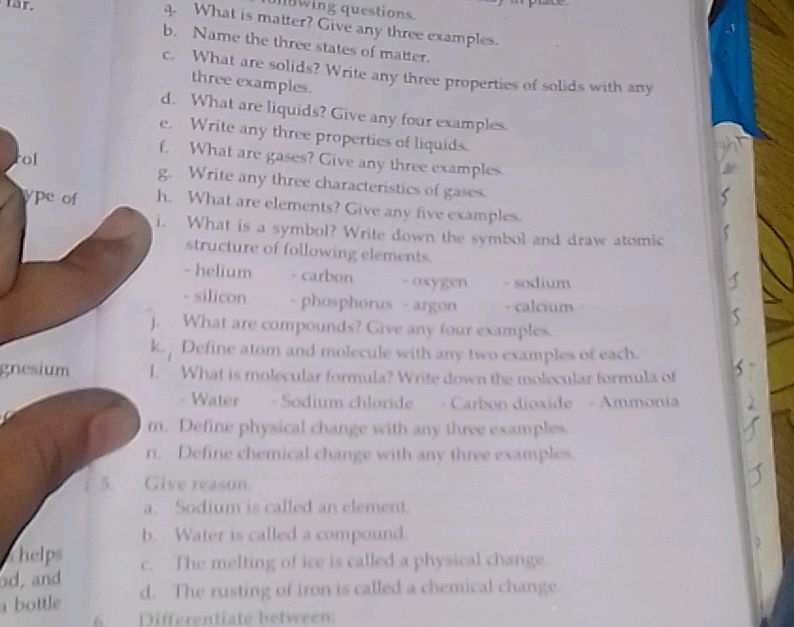 a. What is matter? Give any three examples. | StudyX