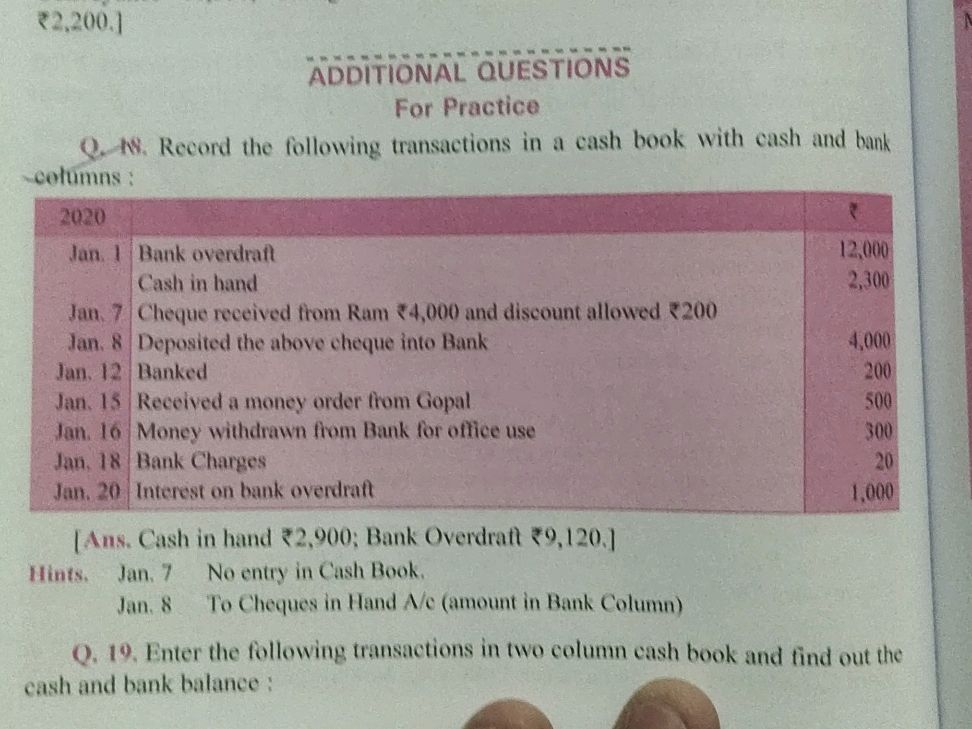 Q. 18. Record the following transactions in | StudyX