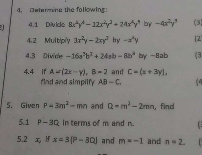 4. Determine the following: 4.1 Divide | StudyX