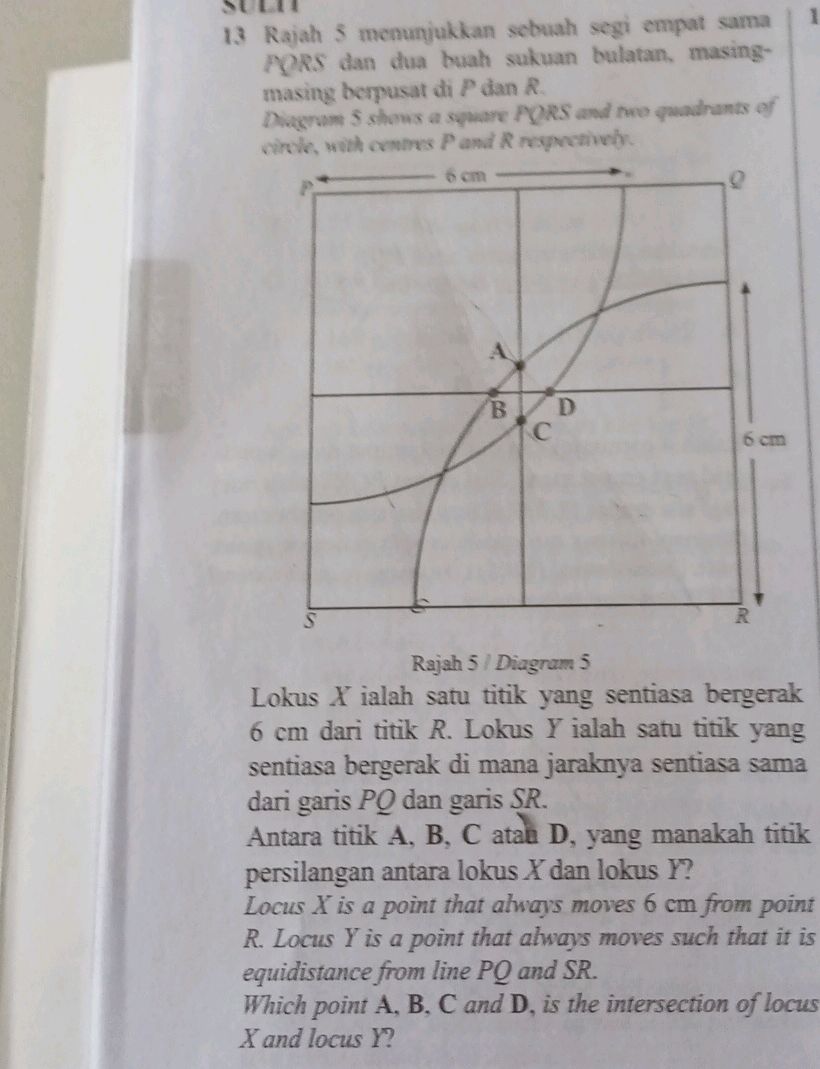 Rajah 5 menunjukkan sebuah segi empat sama | StudyX