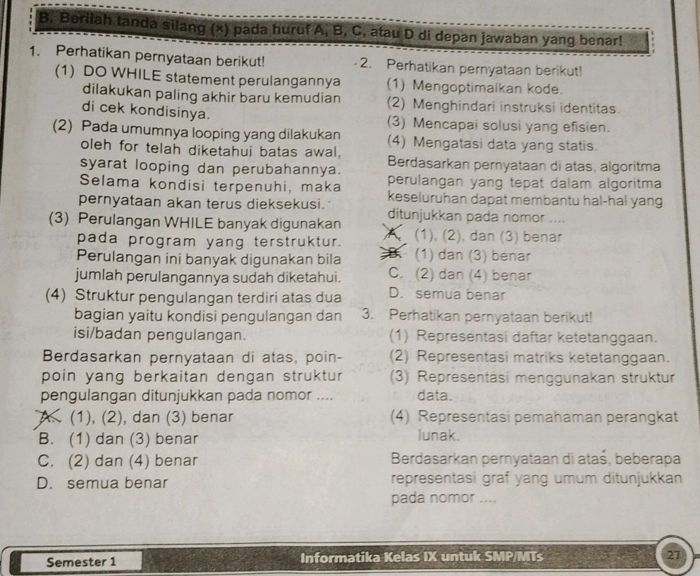 1. Perhatikan pernyataan berikut! (1) DO | StudyX