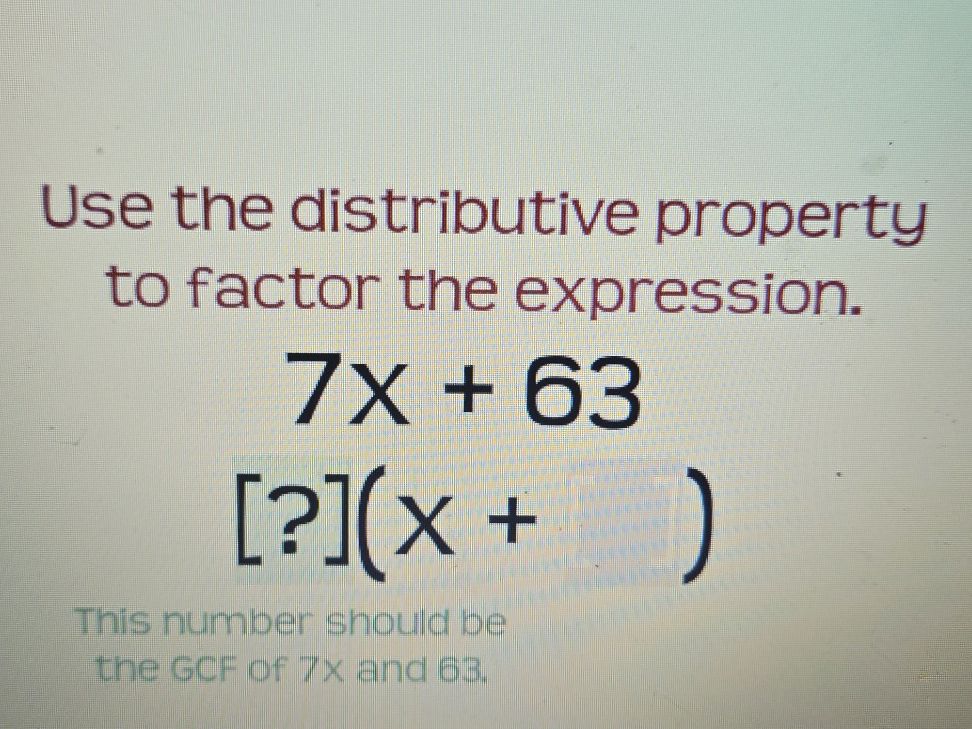 Use the distributive property to factor the | StudyX