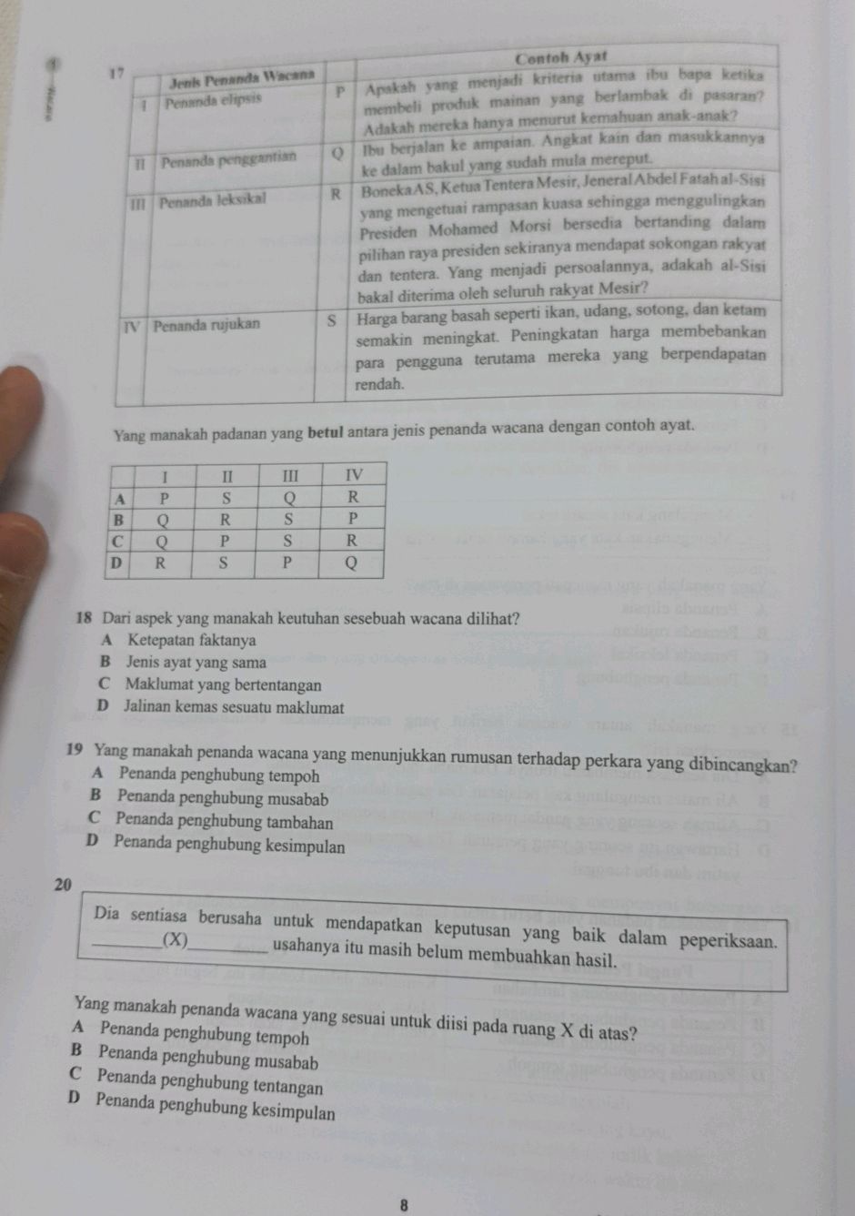 Yang manakah padanan yang betul antara jenis | StudyX