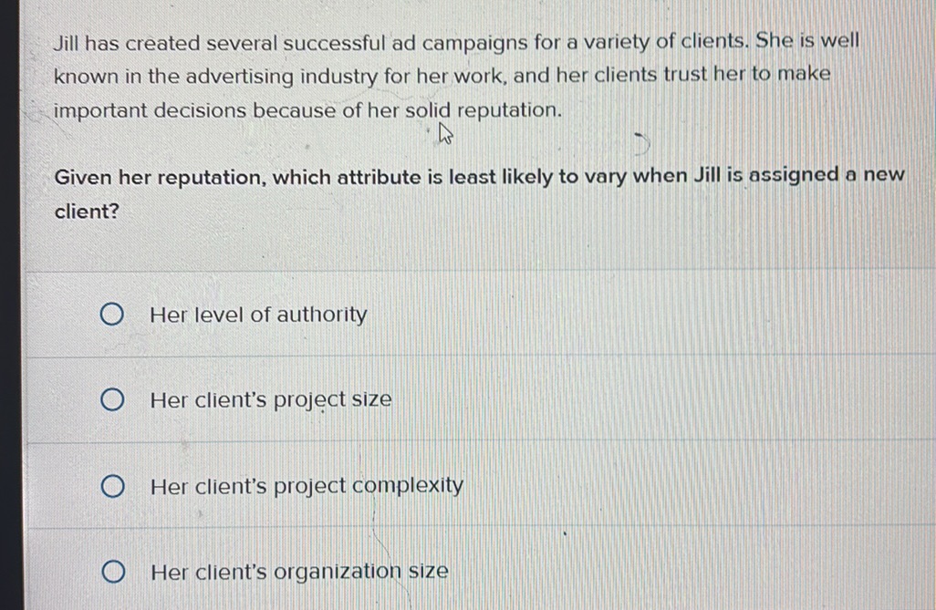 Given her reputation, which attribute is | StudyX