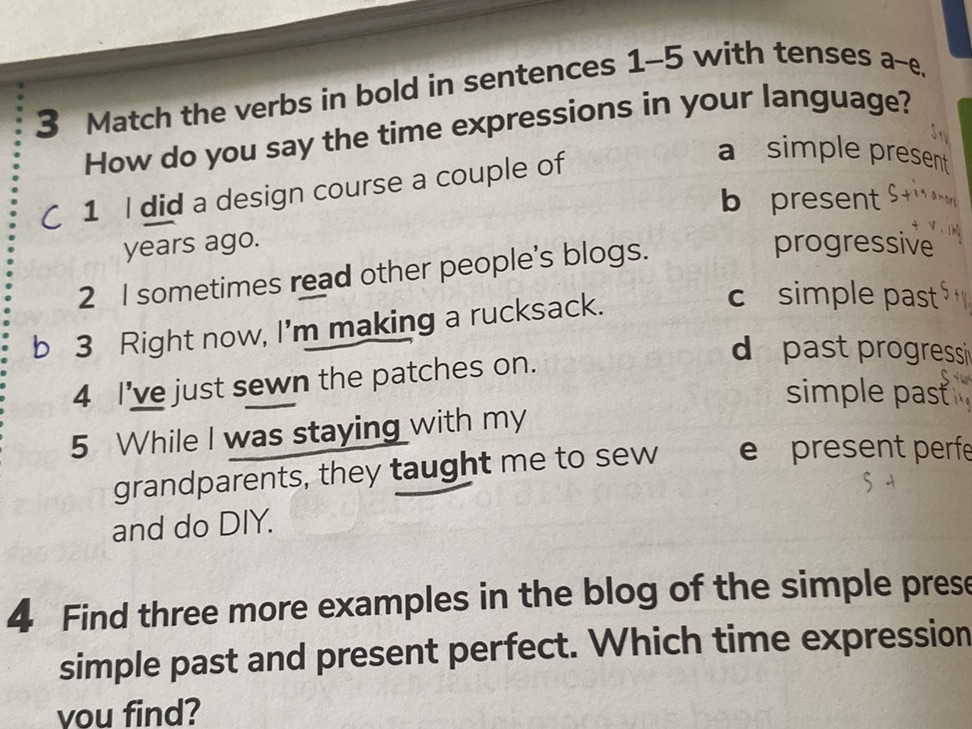 3 Match the verbs in bold in sentences 1-5 | StudyX