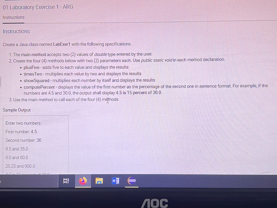 Create a Java class named LabExer1 with the | StudyX