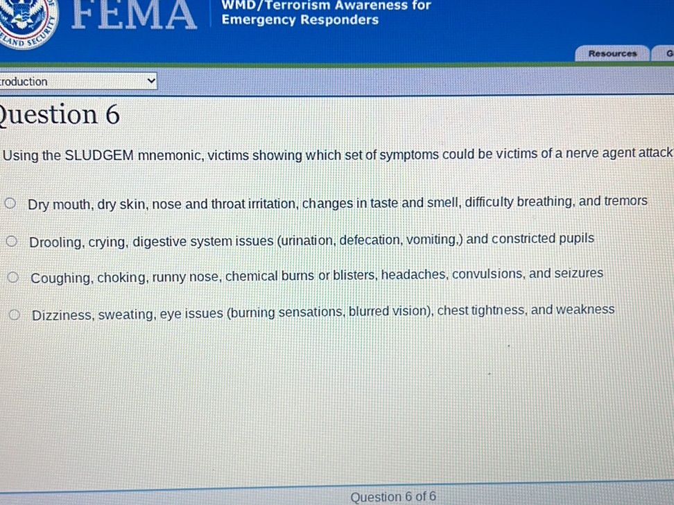 Using the SLUDGEM mnemonic, victims showing | StudyX