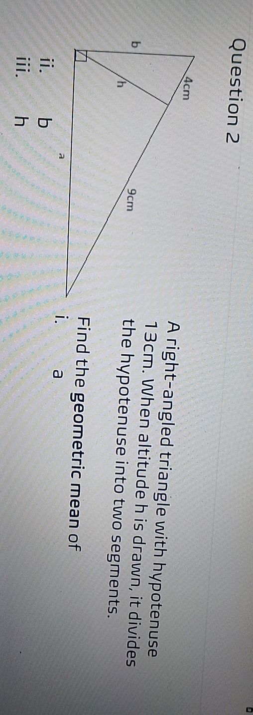 A right-angled triangle with hypotenuse | StudyX