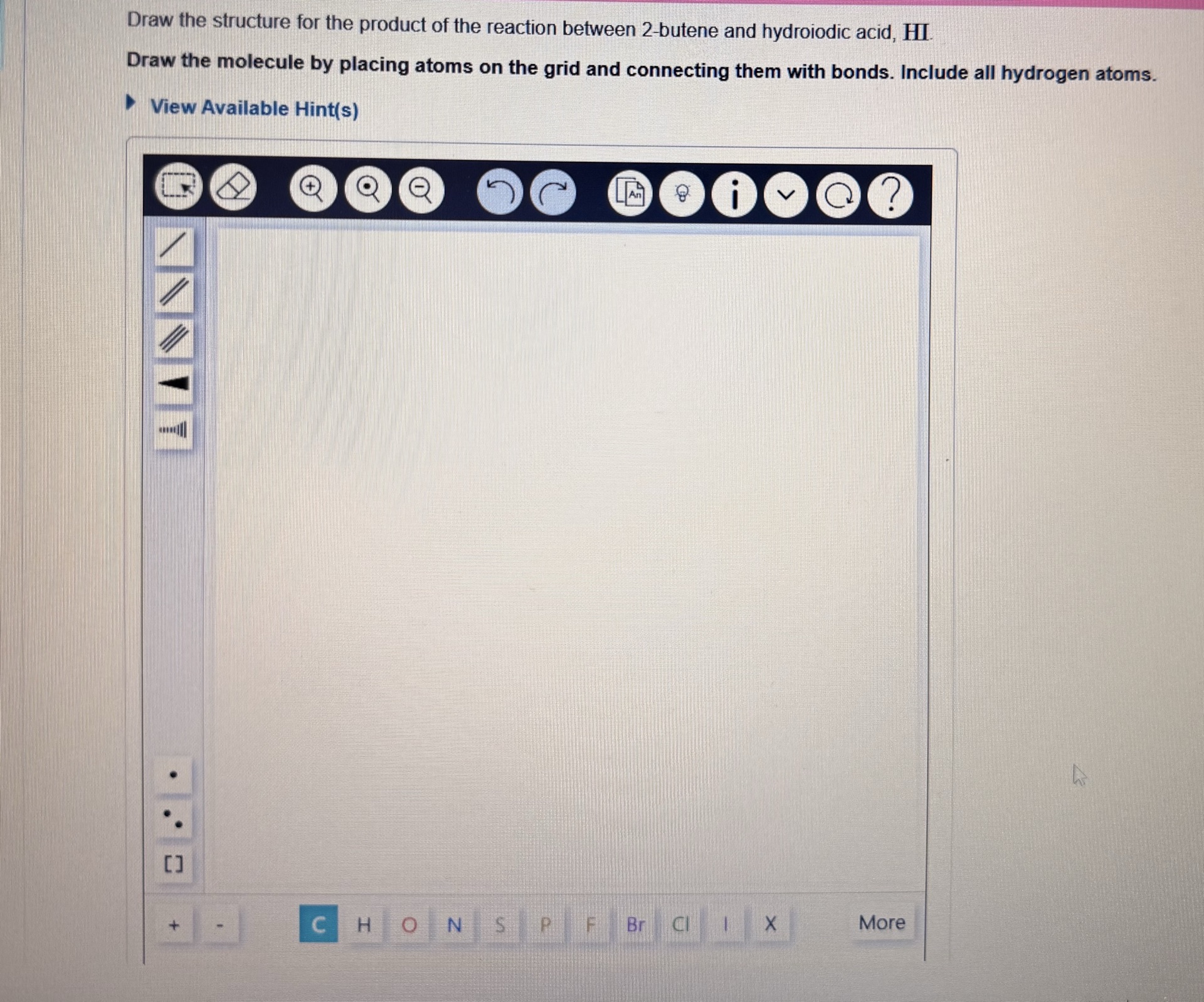 Draw the structure for the product of the