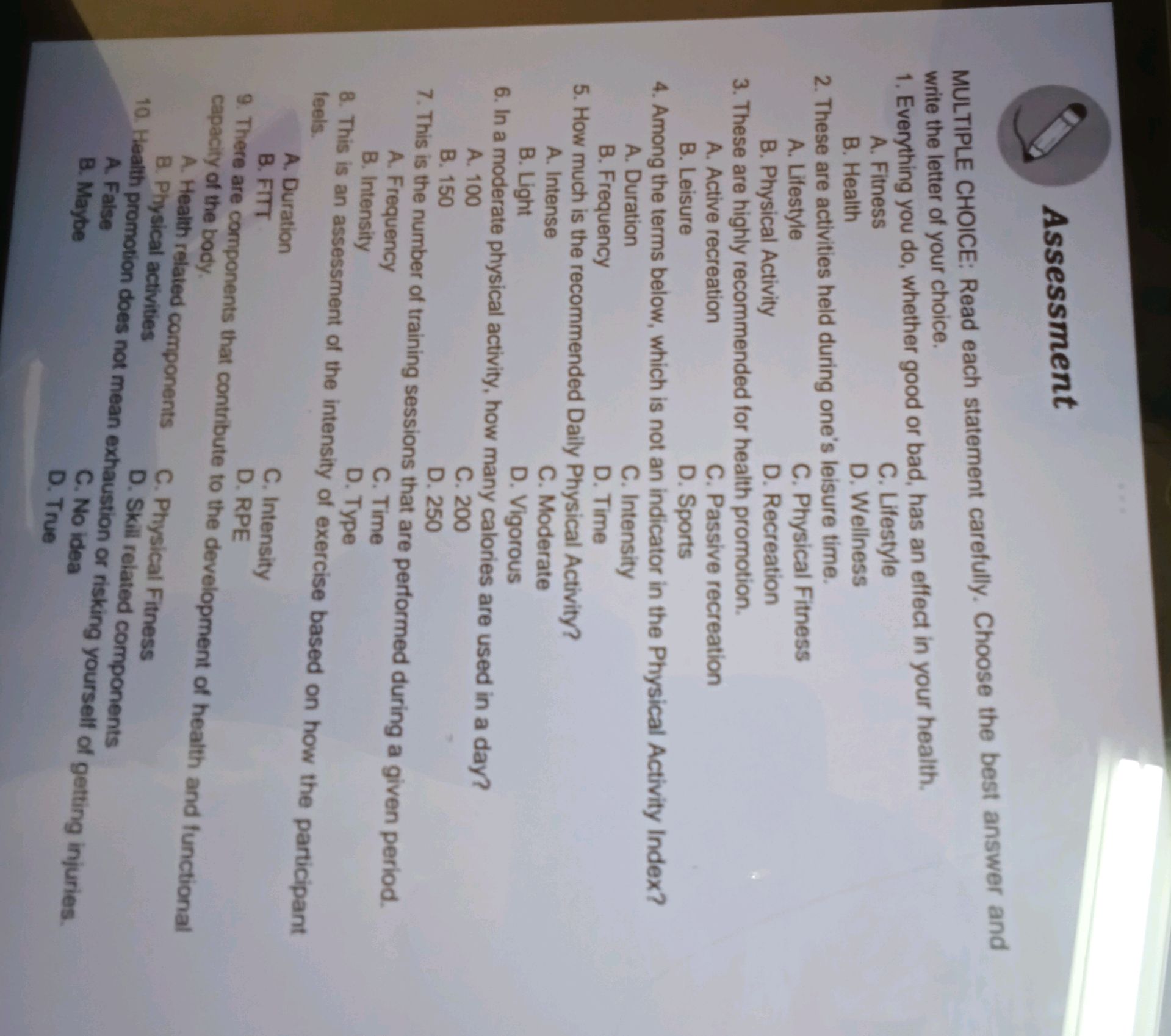 MULTIPLE CHOICE: Read each statement | StudyX