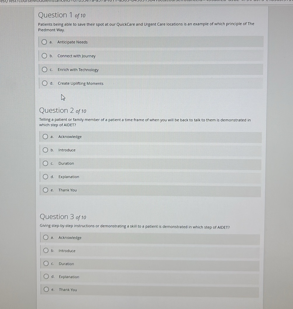Question 1 of 10 Patients being able to save