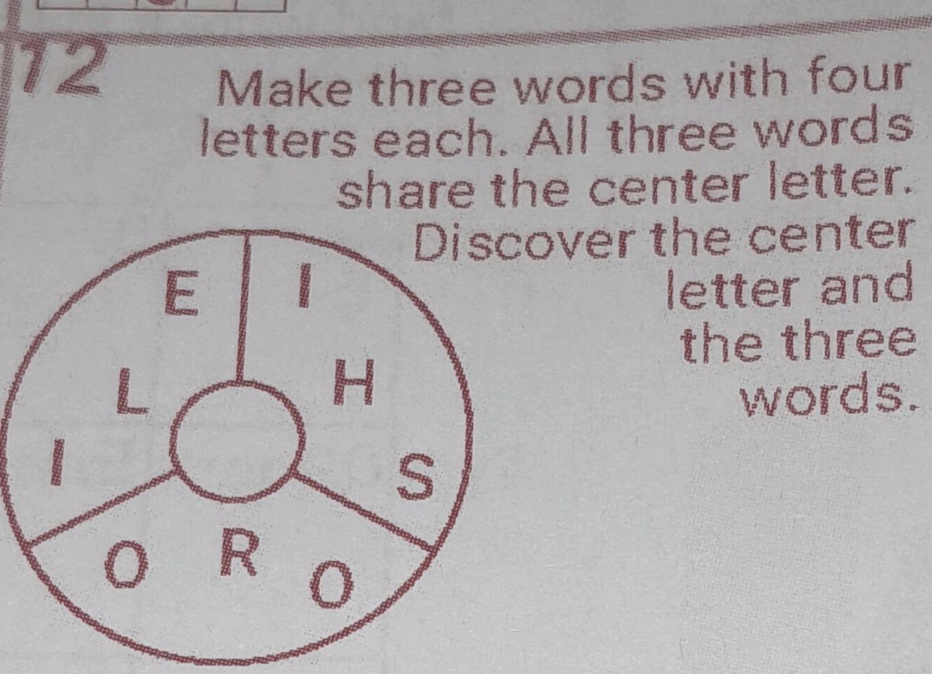 12 Make three words with four letters each. | StudyX