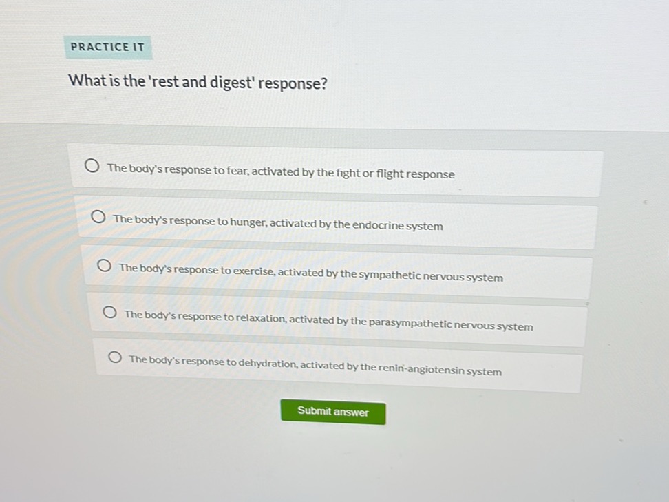 What is the 'rest and digest' response? The | StudyX