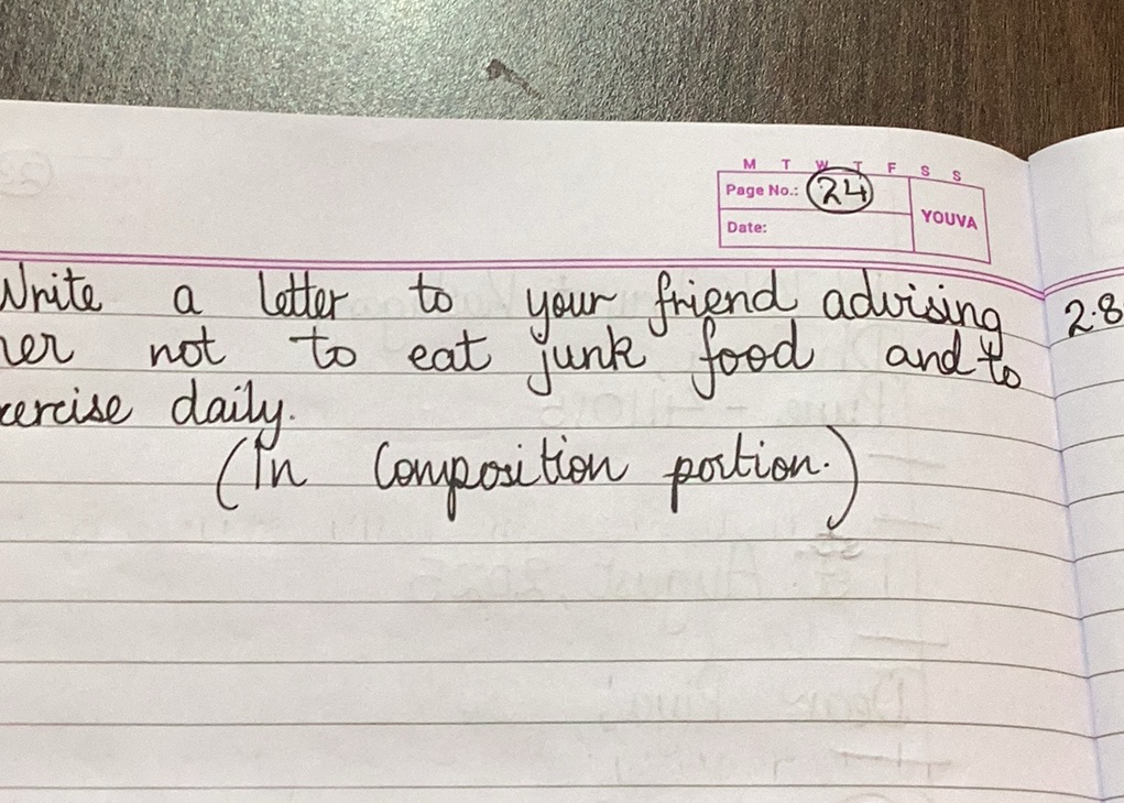 Write a letter to your friend advising her
