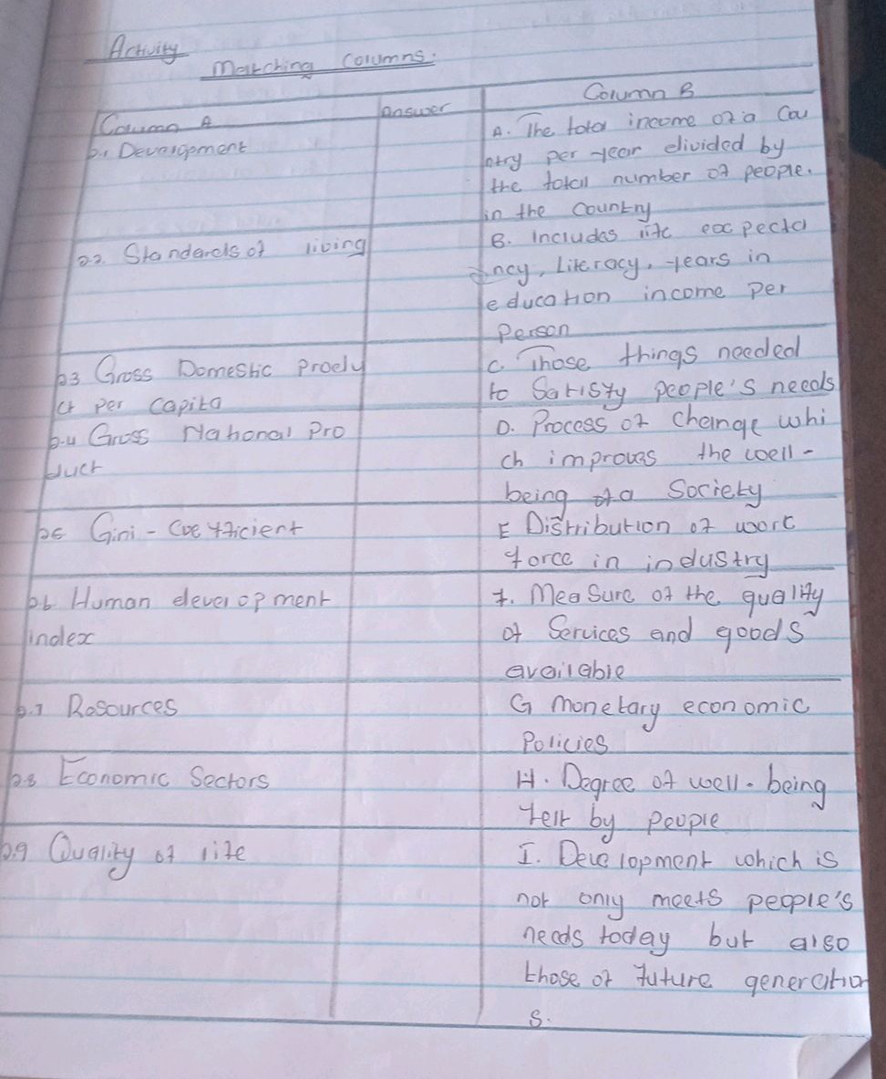 Activity: Matching Columns | Column A | | StudyX