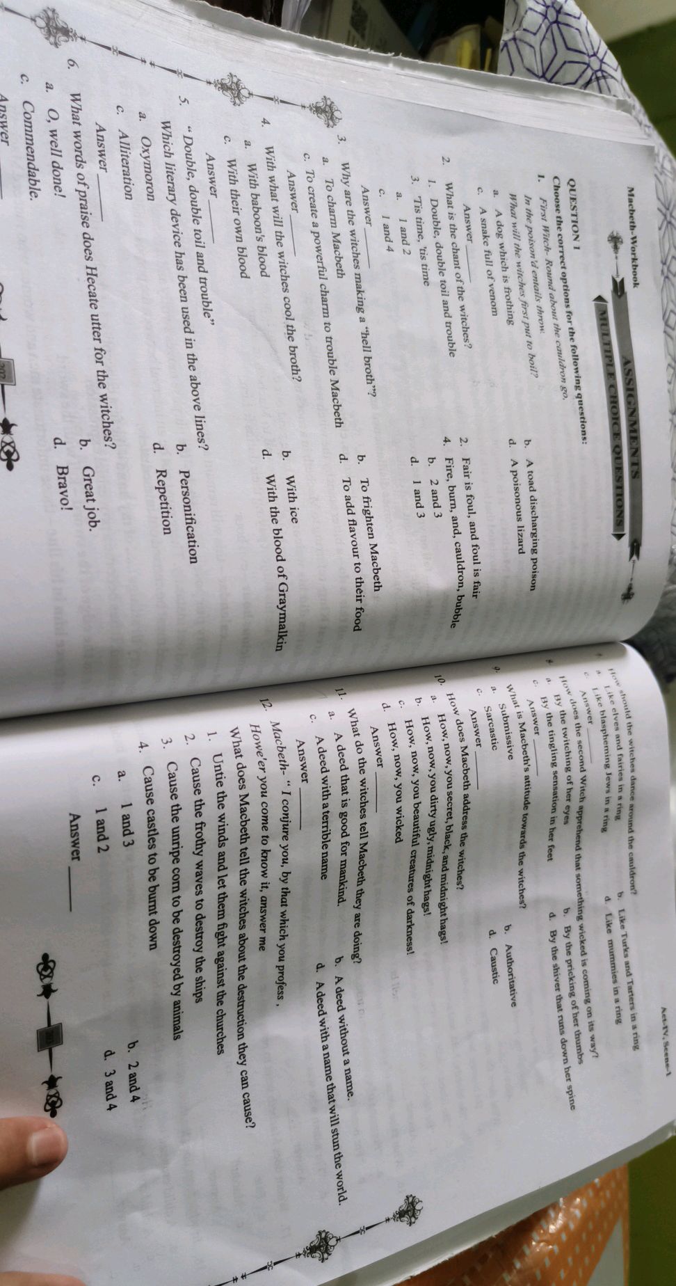 Macbeth-Workbook ASSIGNMENTS MULTIPLE CHOICE | StudyX