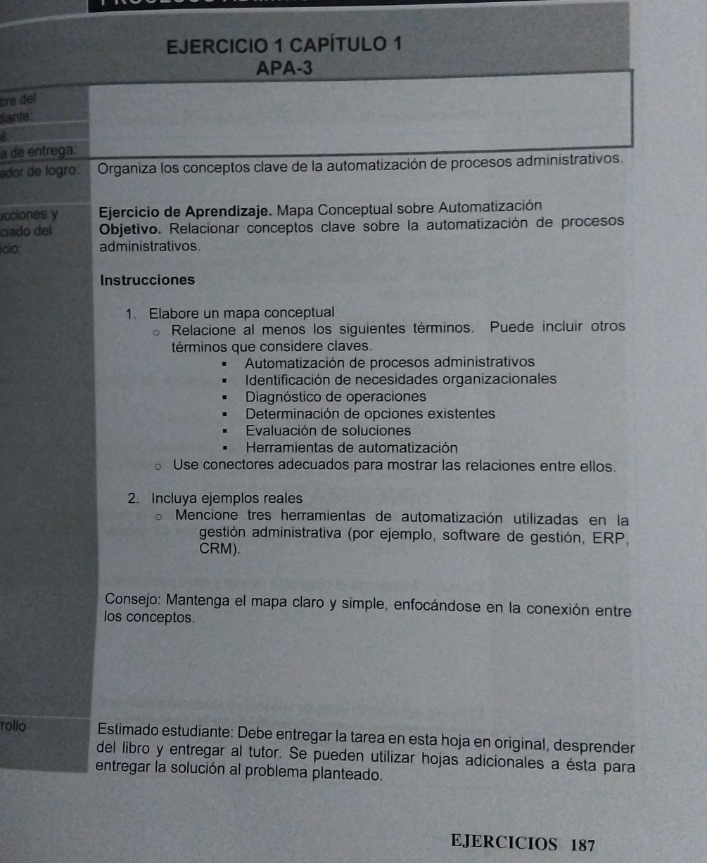 Ejercicio de Aprendizaje. Mapa Conceptual | StudyX