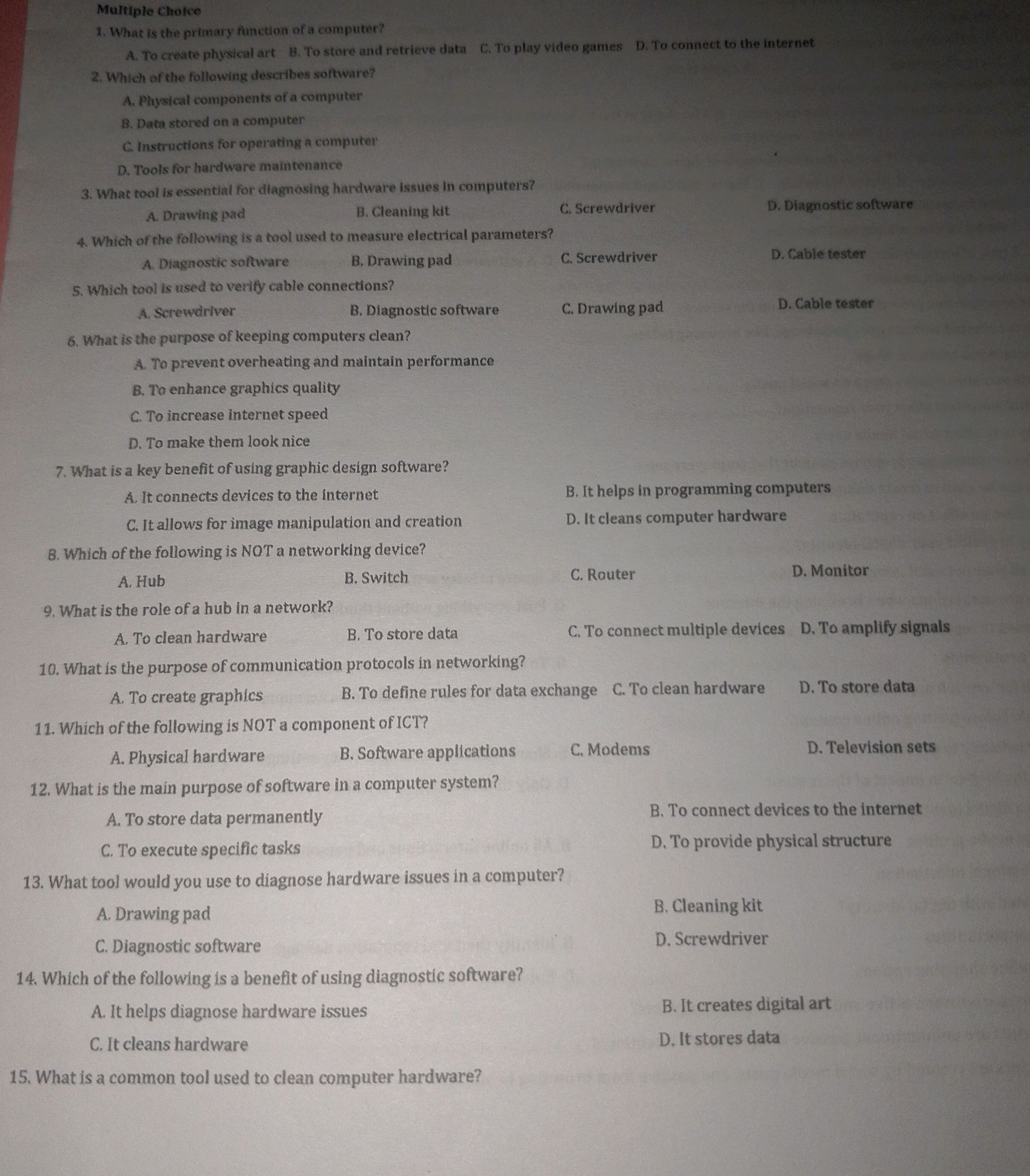 Multiple Choice 1. What is the primary | StudyX