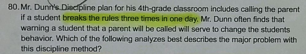 Mr. Dunn's Discipline plan for his 4th-grade