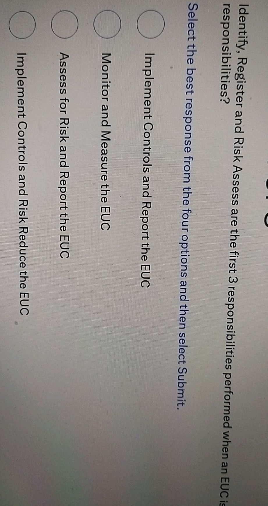 Identify, Register and Risk Assess are the