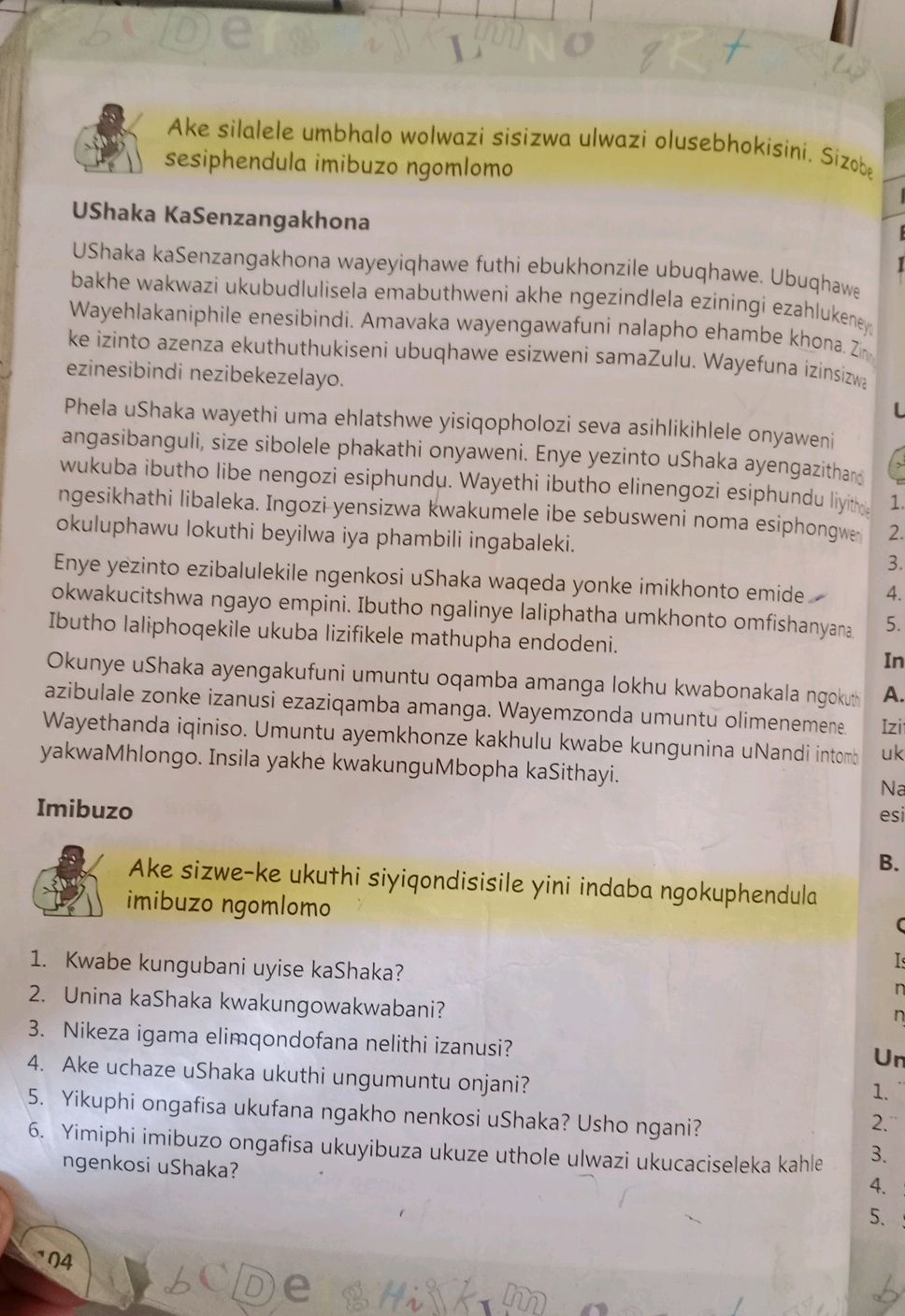 Kwabe kungubani uyise kaShaka? 2. Unina