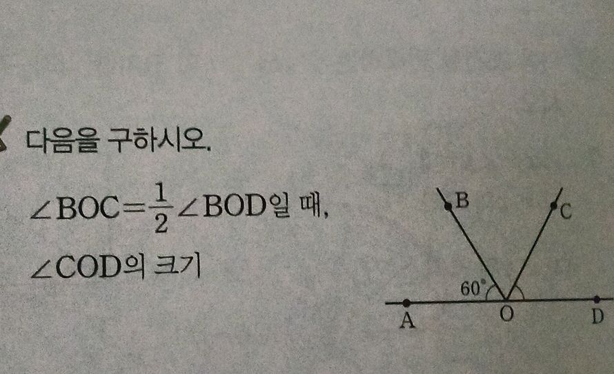 다음 을 구하시오. $ BOC = {1}{2} BOD$ 일 때, $ | StudyX
