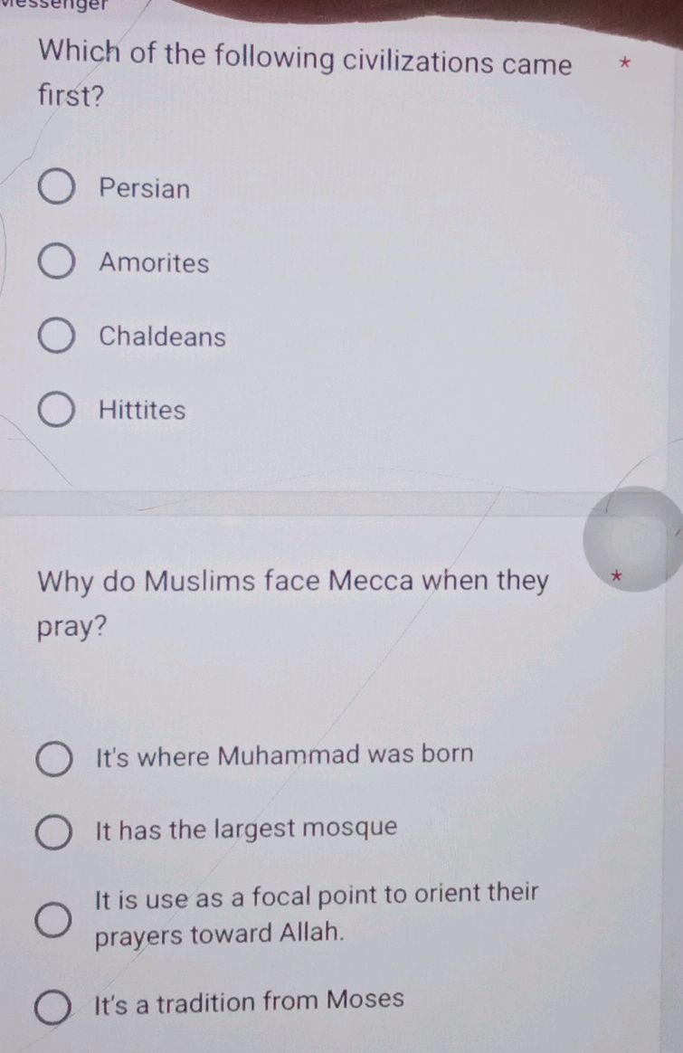 Which of the following civilizations came | StudyX