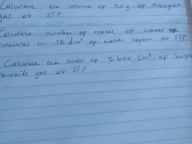 Calculate the volume of 50g of nitrogen gas | StudyX