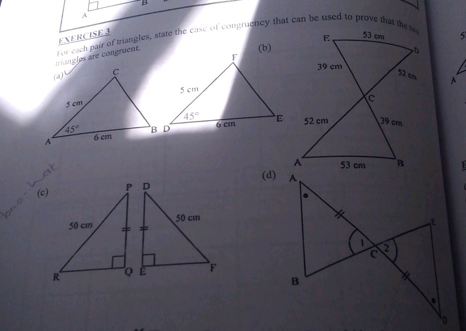 EXERCISE 3 For each pair of triangles, state | StudyX
