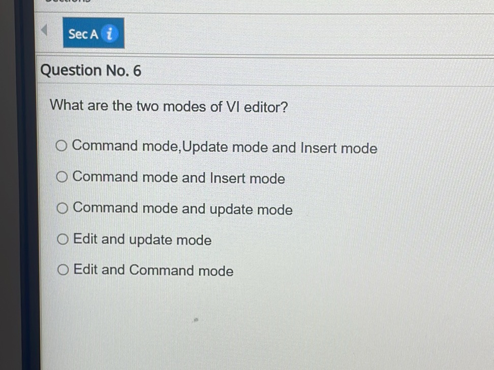 What are the two modes of VI editor? | StudyX