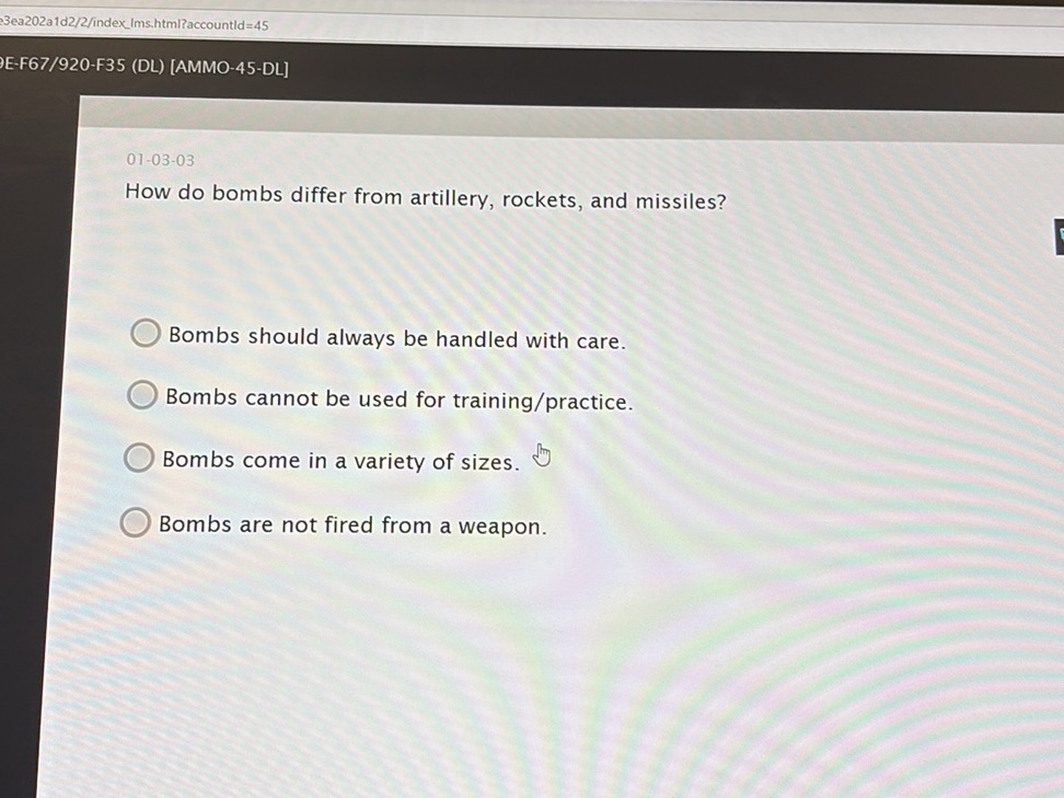 How do bombs differ from artillery, rockets,