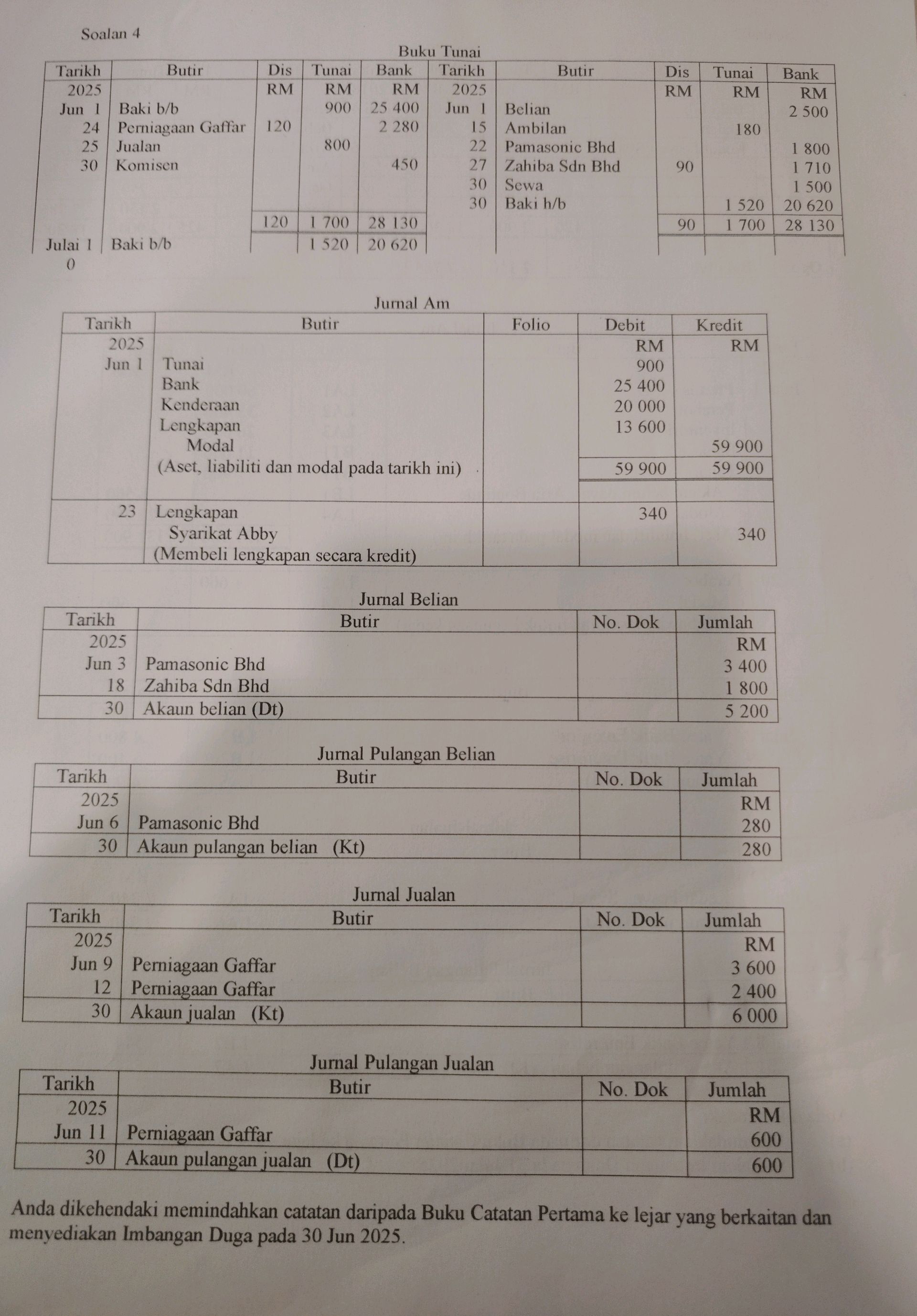 Soalan 4 Buku Tunai Jurnal Am Jurnal Belian