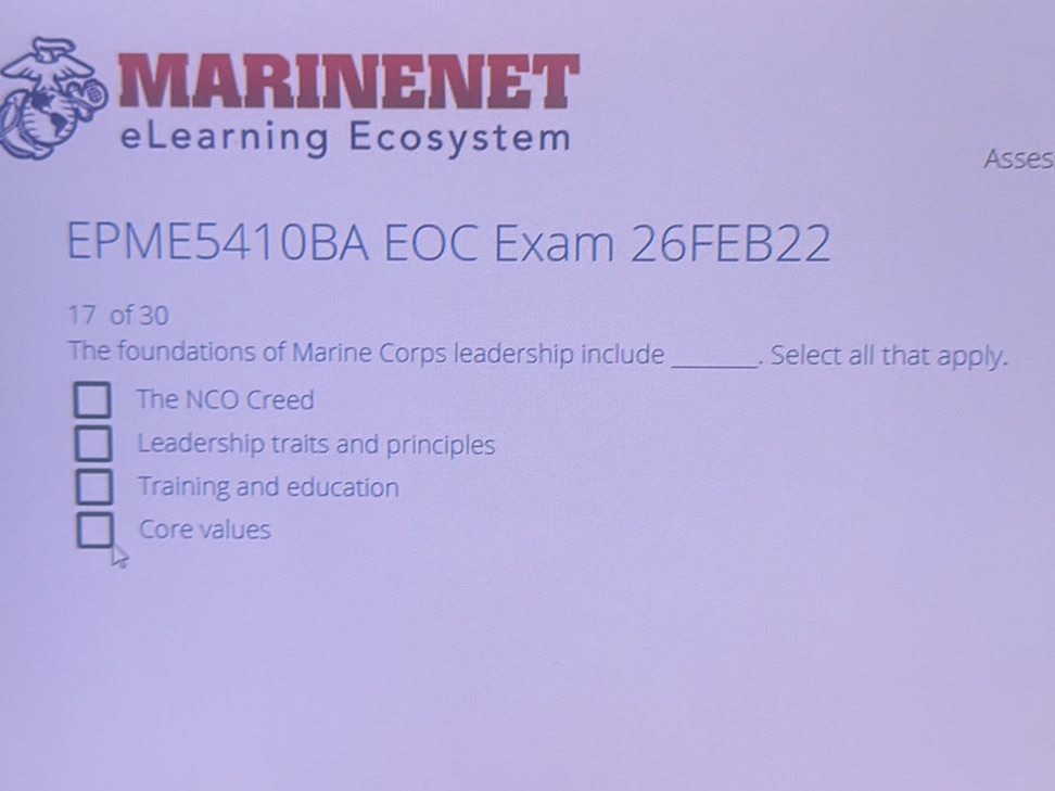 The foundations of Marine Corps leadership | StudyX