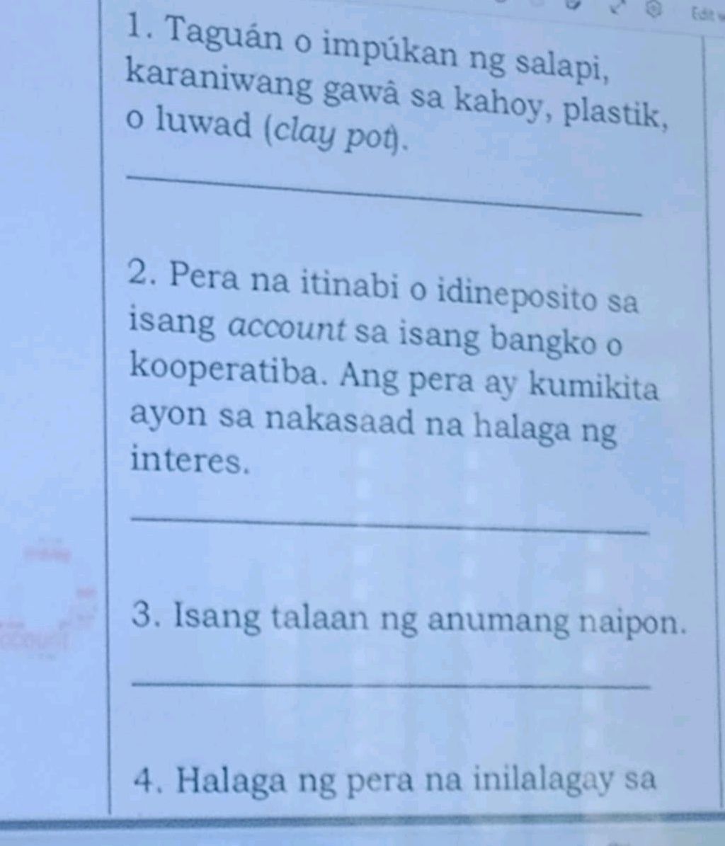 Taguán o impukan ng salapi, karaniwang gawa