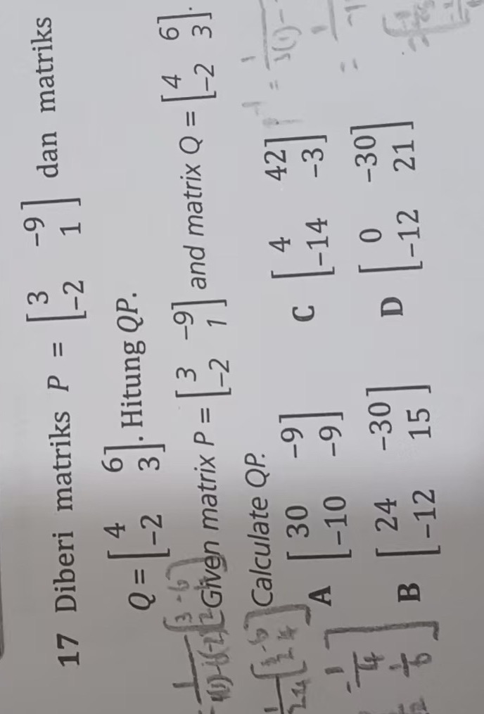 17 Diberi matriks $P = 3 -9 1 -2 \$ | StudyX