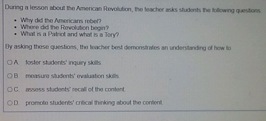 During a lesson about the American