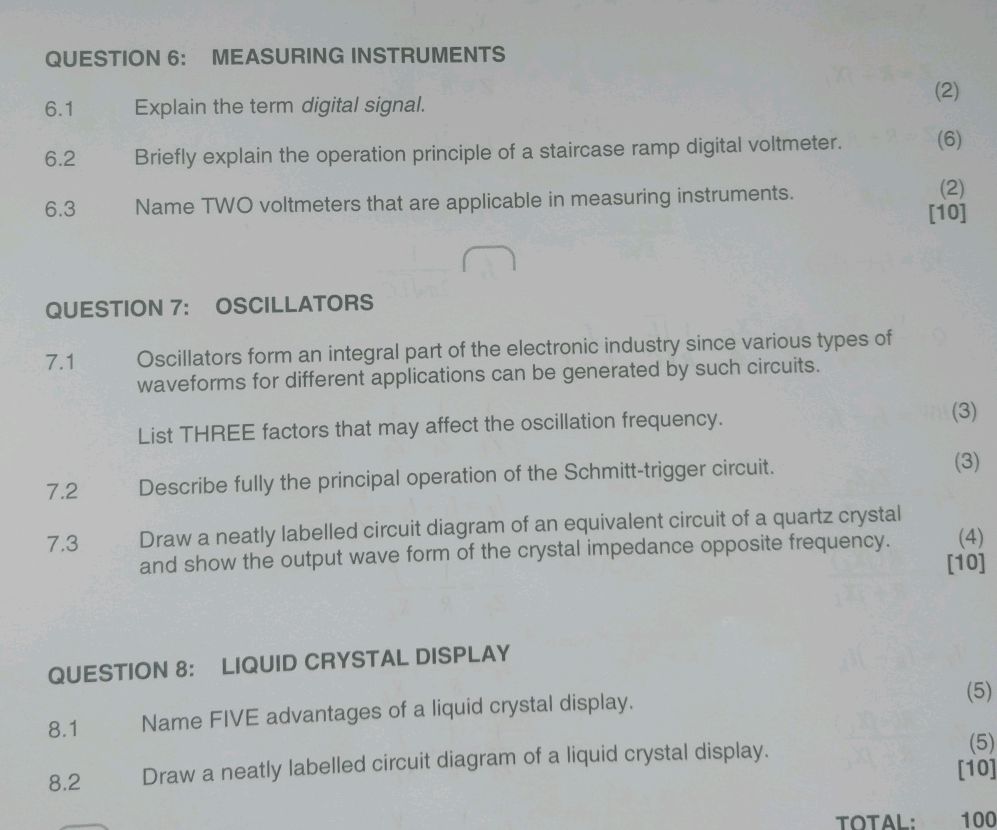 QUESTION 6: MEASURING INSTRUMENTS 6.1 | StudyX