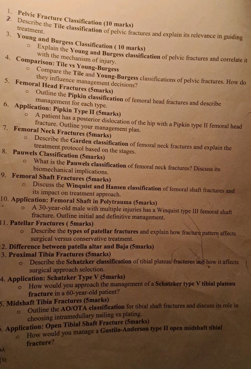 Pelvic Fracture Classification (10 marks) 2.