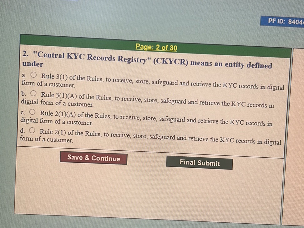 2. "Central KYC Records Registry" (CKYCR) | StudyX